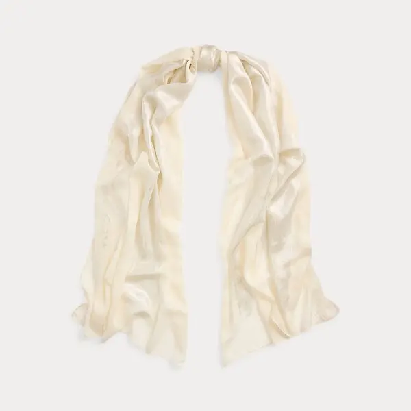 Ralph Lauren Jacquard Gauze Evening Wrap Scarf - Cream