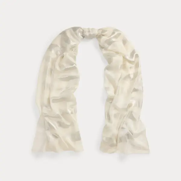 Ralph Lauren Jacquard Gauze Evening Wrap Scarf - Cream