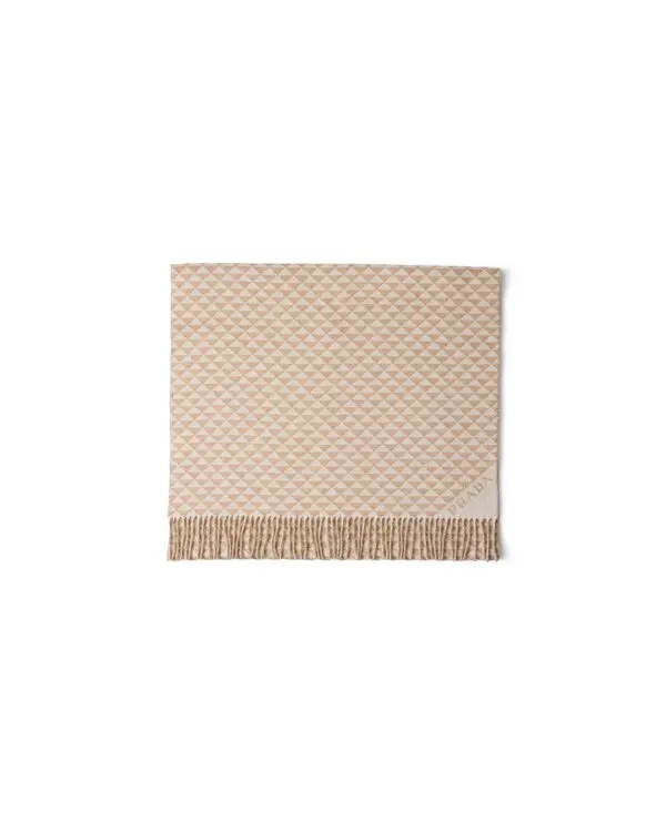 Prada Symbole Double Wool And Cashmere Stole - Neutral