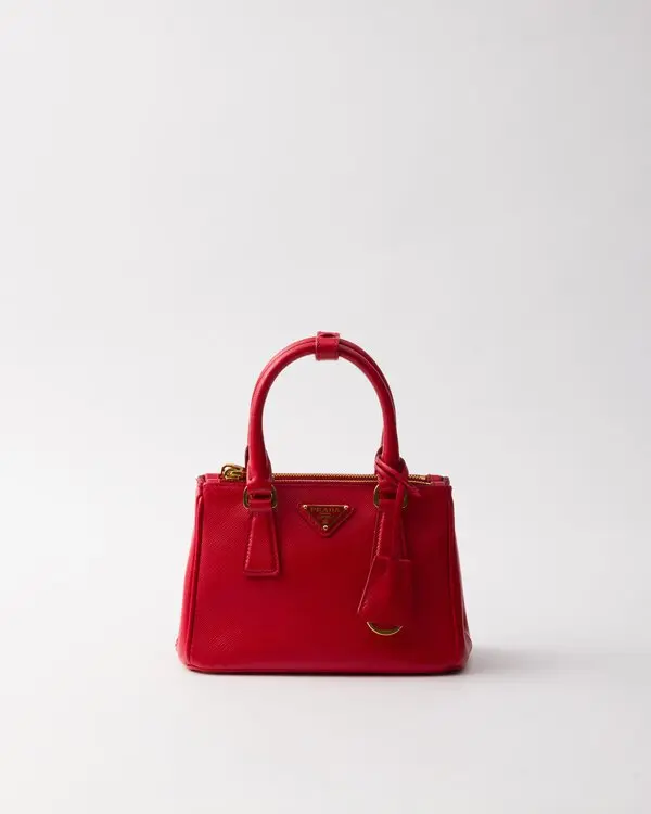 Prada Galleria Saffiano Leather Micro Bag - Red