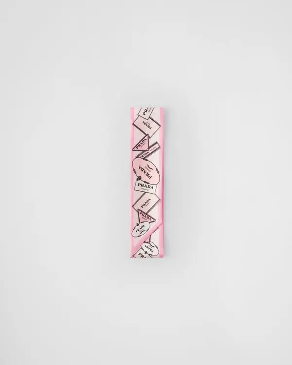 Prada Printed Silk Twill Skinny Scarf - Pink