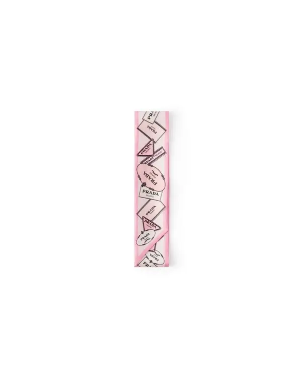 Prada Printed Silk Twill Skinny Scarf - Pink