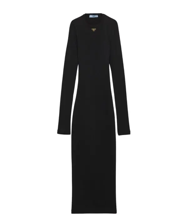 Prada Ribbed Knit Jersey Dress