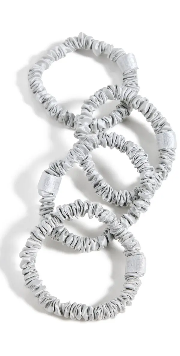Slip Skinny Silk Scrunchies Set Of 4 - Silver