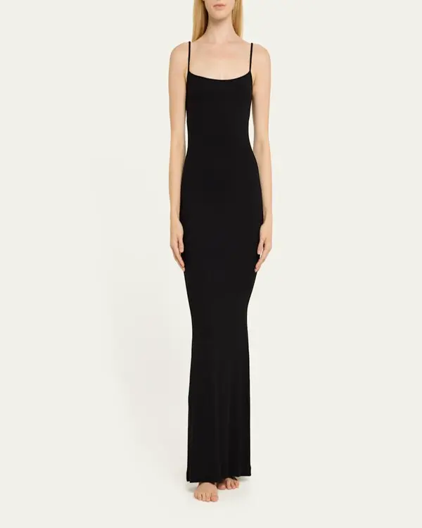 SKIMS Soft Lounge Ribbed Maxi Slip Dress - Onyx