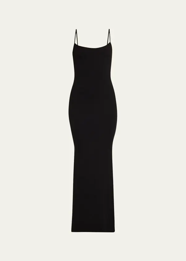 SKIMS Soft Lounge Ribbed Maxi Slip Dress - Onyx