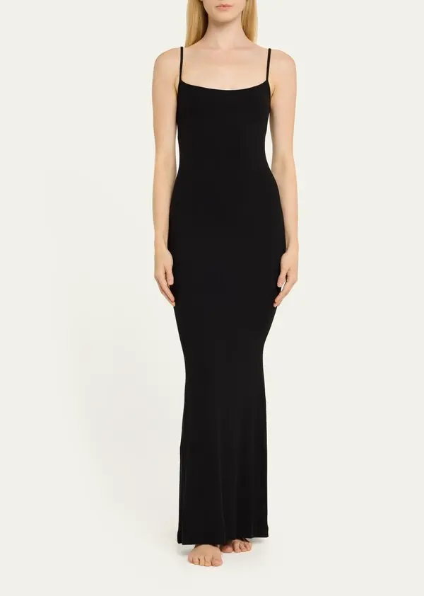 SKIMS Soft Lounge Ribbed Maxi Slip Dress - Onyx