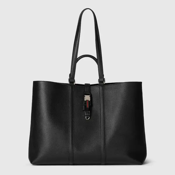 バッグ Gucci Tote bag Gucci Maxi Tote Bag With Web Detail - Black | Editorialist