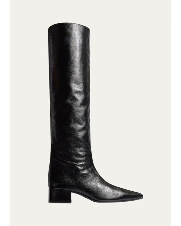 Khaite Andee Leather Knee Boots - Black