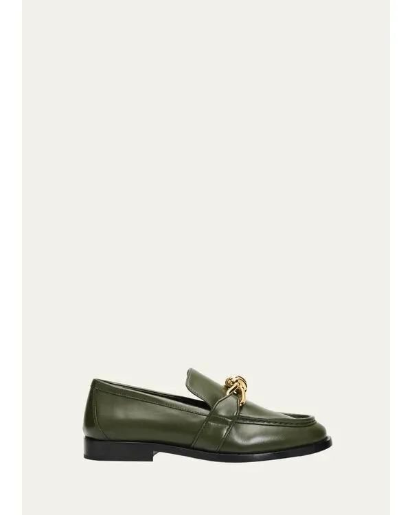 Bottega Veneta Astaire Metal-knot Leather Loafers - Grass