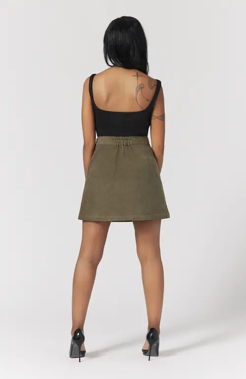 AAM THE LABEL The Cord Mini Skirt - Moss