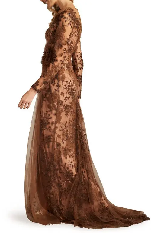 most beautiful lace dresses Lara Dresses 29135 - Lace A-Line Evening Gown 8 / Champagne main image 0