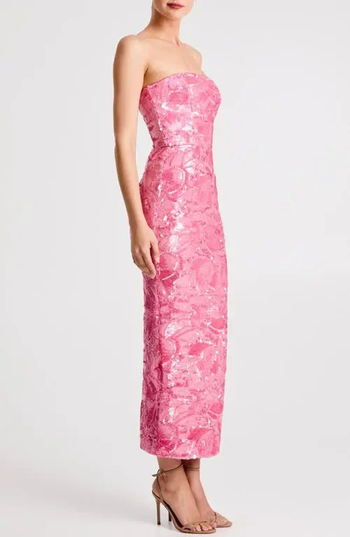 HELSI Leslie Pattern Sequin Strapless Gown - Rose Pink