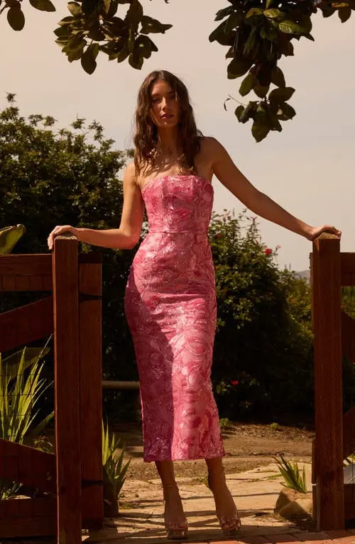 HELSI Leslie Pattern Sequin Strapless Gown - Rose Pink