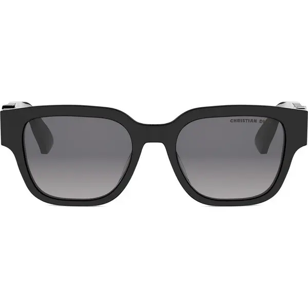 Dior Oblique S1f 53mm Square Sunglasses - Shiny Black/gradient Smoke