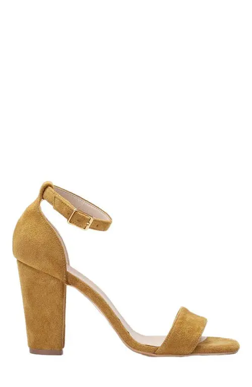 FOREVER & ALWAYS SHOES High Heel Ankle Strap Sandals - Mustard
