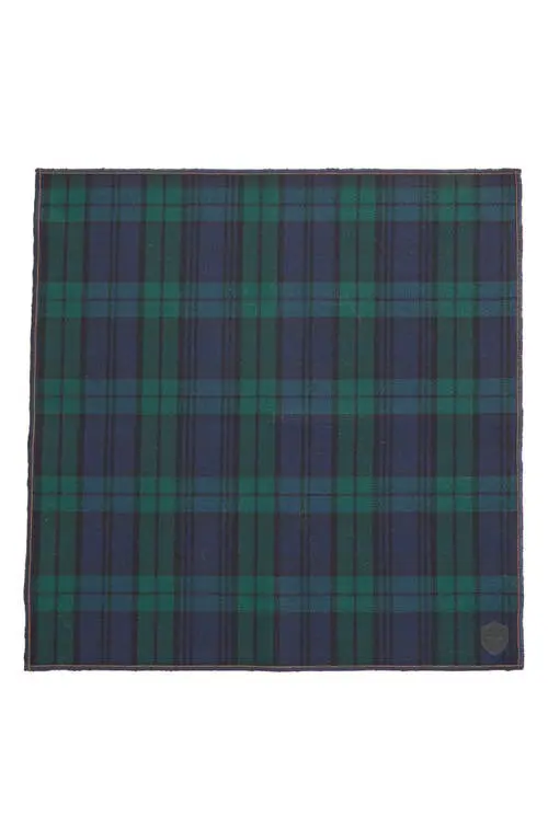 CLIFTON WILSON Plaid Wool Pocket Square - Blue