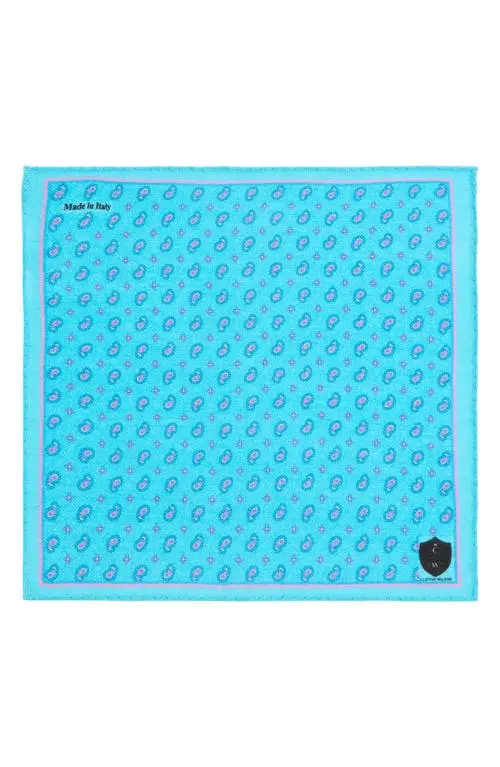 CLIFTON WILSON Paisley Wool Pocket Square - Teal