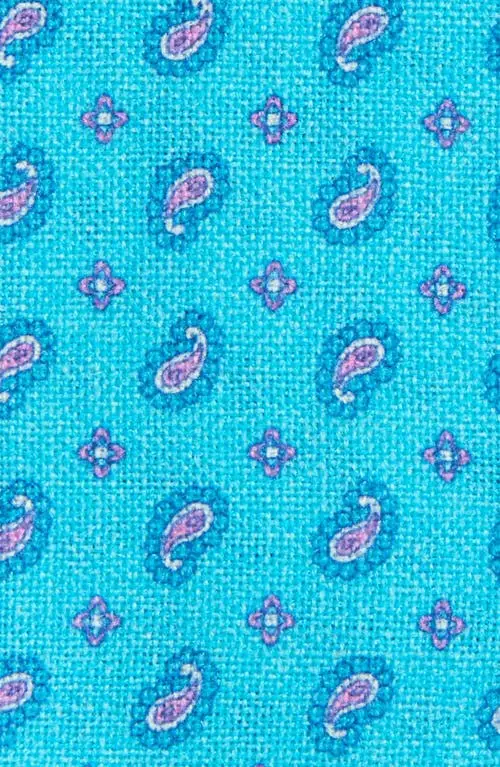 CLIFTON WILSON Paisley Wool Pocket Square - Teal