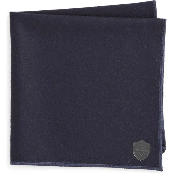 CLIFTON WILSON Cashmere Pocket Square - Navy