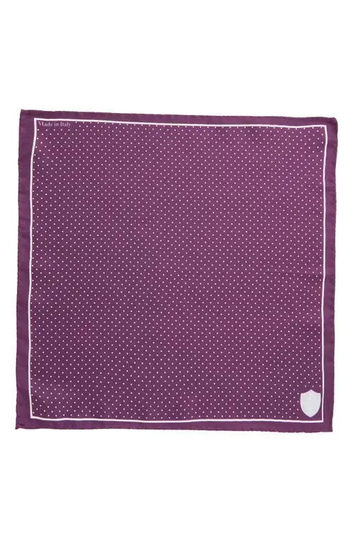 CLIFTON WILSON White Neat Dot Silk Pocket Square - Plum
