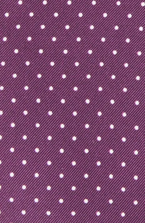 CLIFTON WILSON White Neat Dot Silk Pocket Square - Plum