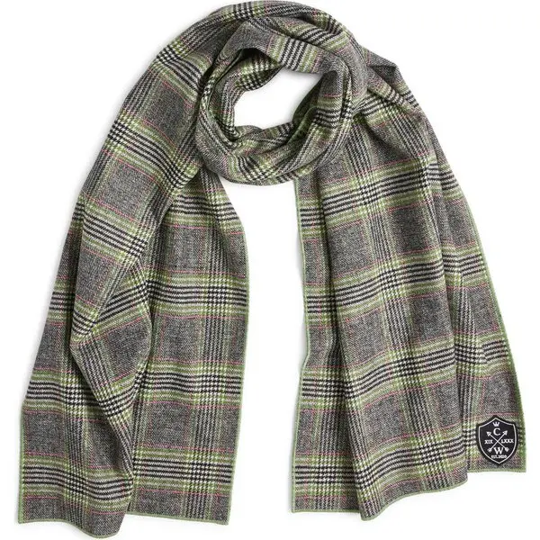 CLIFTON WILSON Glen Plaid Wool Scarf - Black