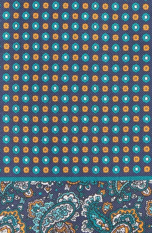 CLIFTON WILSON Paisley Silk Pocket Square - Turquoise