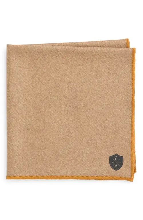 CLIFTON WILSON Cashmere Pocket Square - Tan