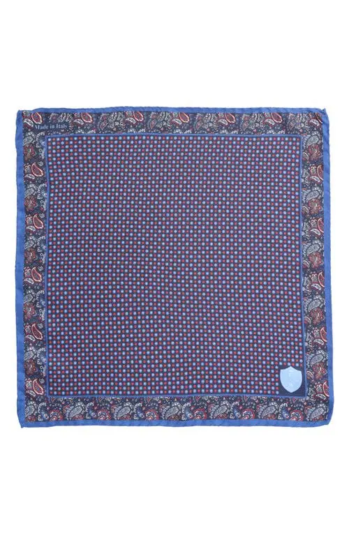 CLIFTON WILSON Paisley Silk Pocket Square - Blue