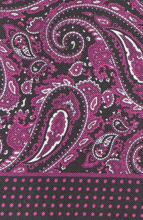 CLIFTON WILSON Paisley Silk Pocket Square - Fuschia