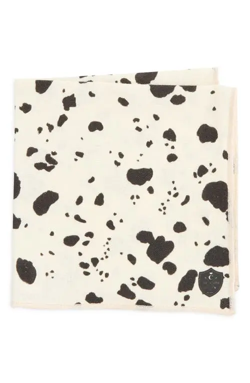 CLIFTON WILSON Cow Print Linen Pocket Square - White