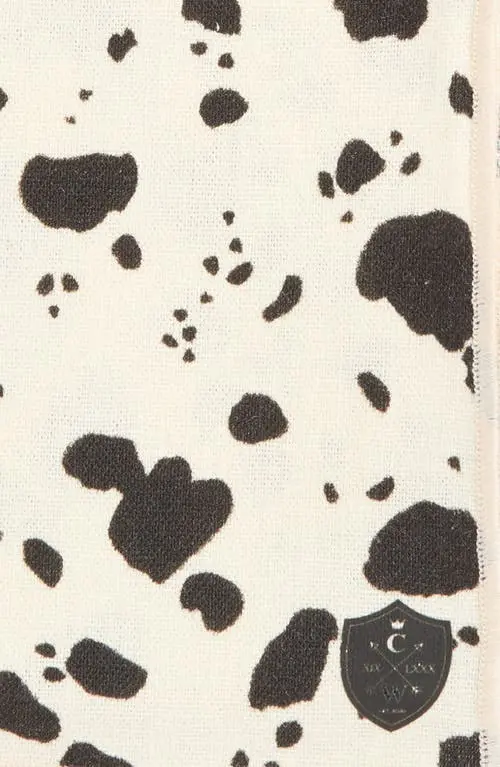 CLIFTON WILSON Cow Print Linen Pocket Square