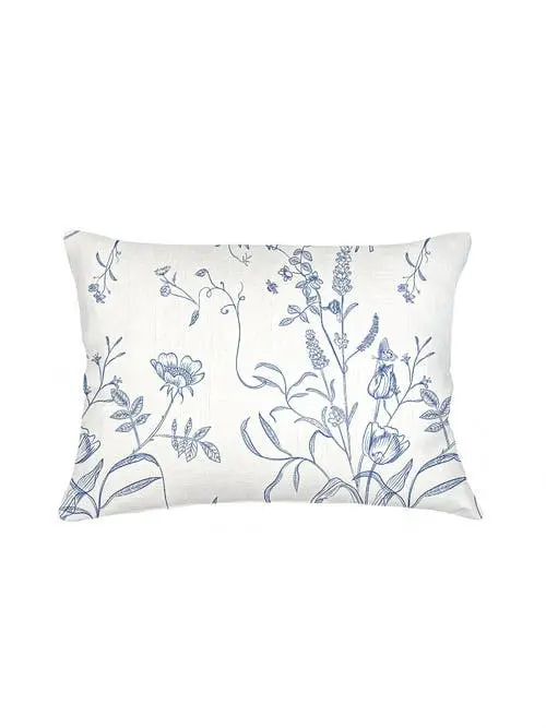 Anaya English Garden Linen Pillow With Down Alternative Insert - Blue