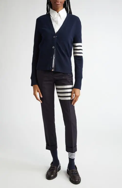 Thom Browne Classic 4-bar Virgin Wool V-neck Cardigan