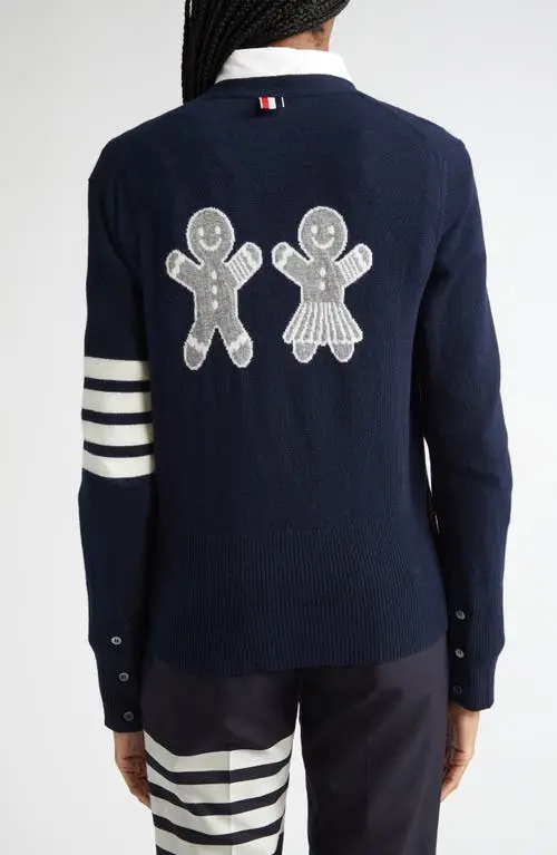 Thom Browne Classic 4-bar Virgin Wool V-neck Cardigan