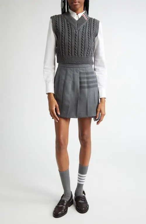 Thom Browne Cable Knit Virgin Wool Sweater Vest - Medium Grey