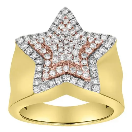 LUVMYJEWELRY Two Tone Star Ring - 14k Yellow Gold