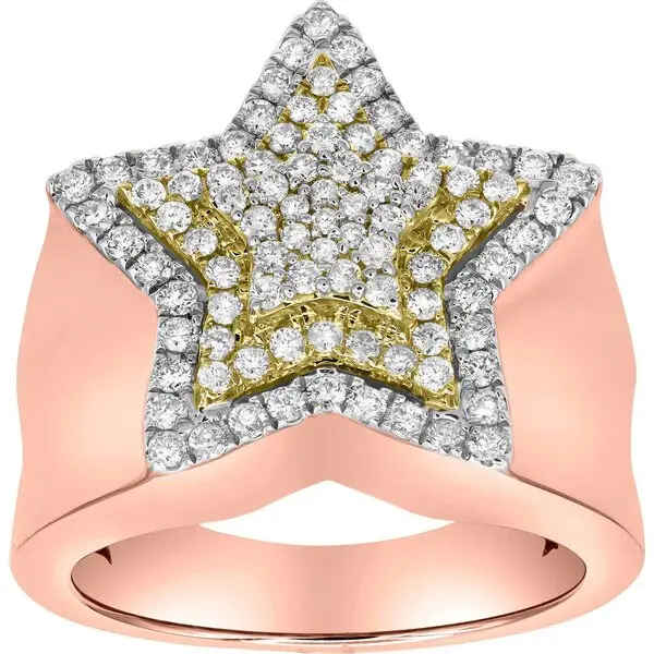 LUVMYJEWELRY 14k Gold Diamond Star Ring - 14k Rose Gold