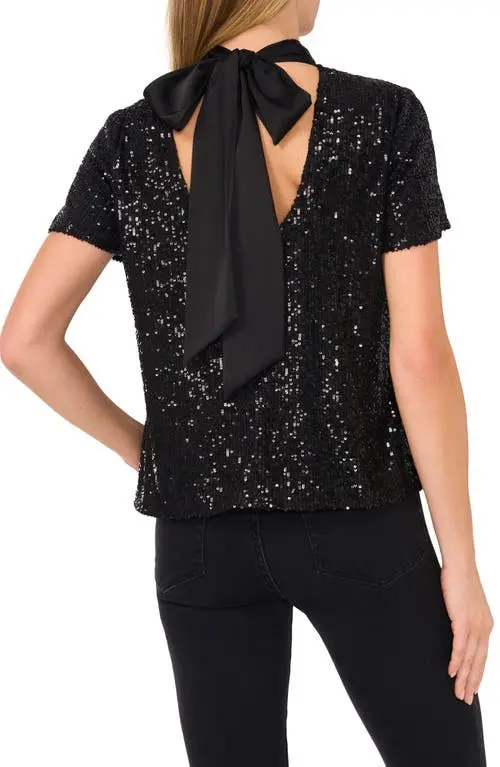 CECE DUPRAZ Sequin Mock Neck Top
