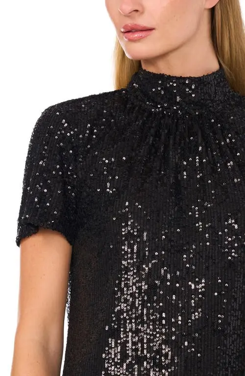 CECE DUPRAZ Sequin Mock Neck Top