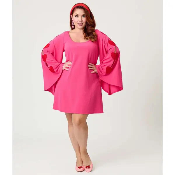 SMAK PARLOUR Angel Sleeve Fit & Flare Mini Dress - Bright Pink