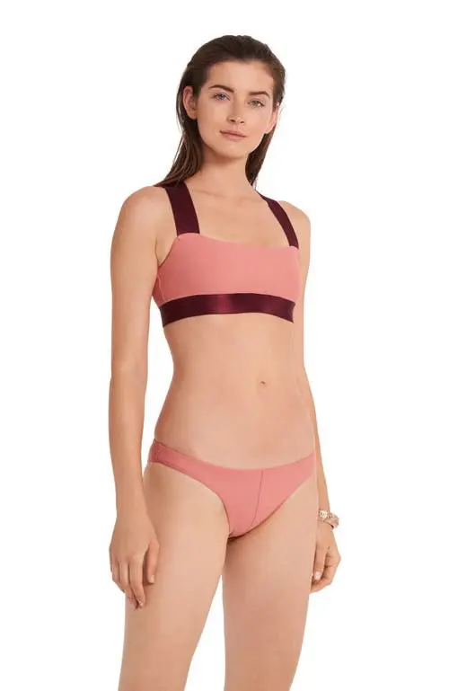 ANSEA The Reversible Sporty Bikini Top - Pink/maroon