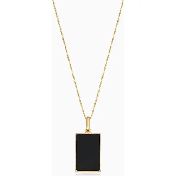 ORADINA 14k Yellow Gold Tag Me Pendant Necklace - Gold - Black Onyx