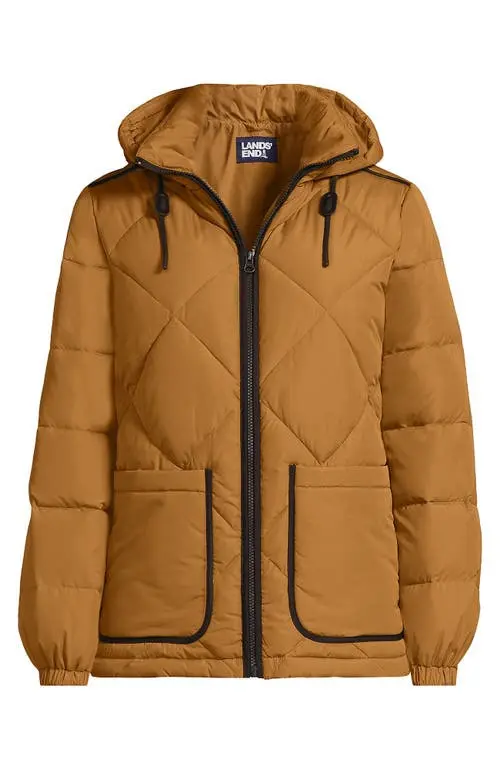 LANDS' END Featherfree Insulated Diamond Quilted Jacket - Canyon Camel