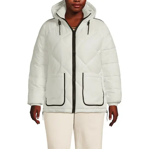 LANDS' END Featherfree Insulated Diamond Quilted Jacket - Egret White