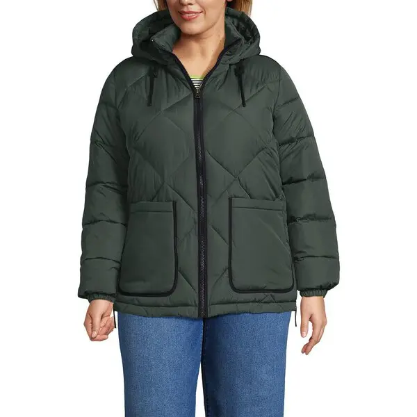 LANDS' END Featherfree Insulated Diamond Quilted Jacket - Evening Forest