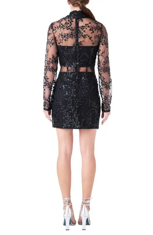 Endless Rose Long Sleeve Sequin Minidress - Black
