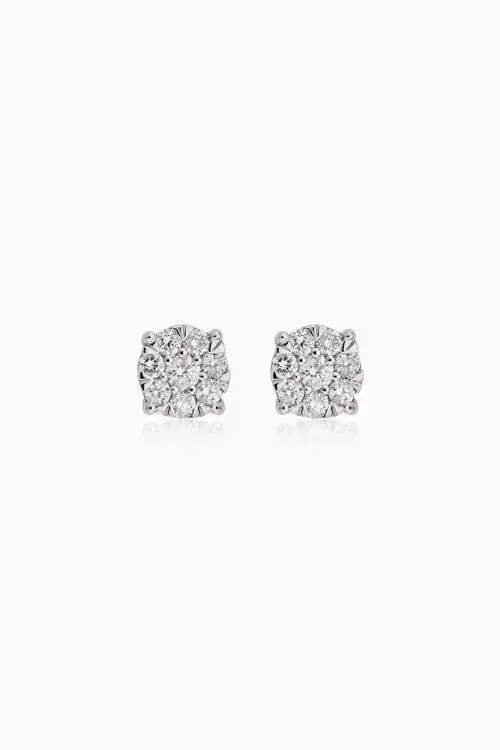 ORADINA 14k Gold Diamond Stud Earrings - White Gold - Diamonds