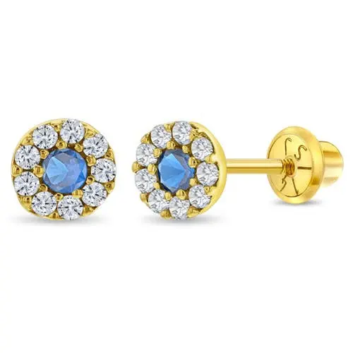 IN SEASON JEWELRY 14k Yellow Cubic Zirconia Earrings - Blue
